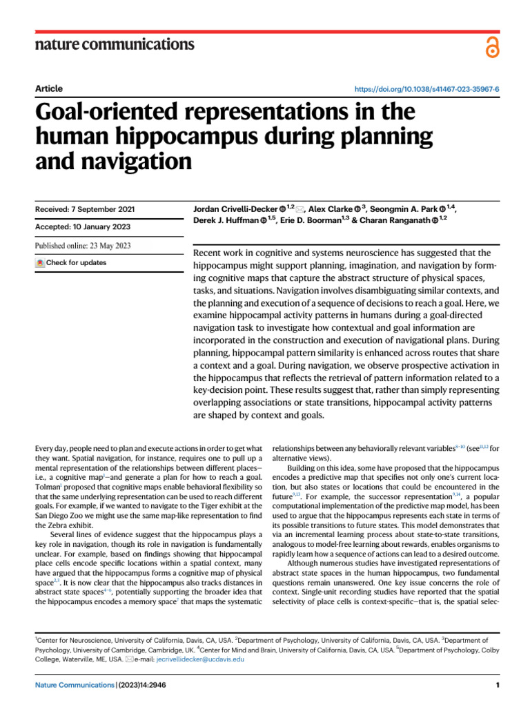 Crivelli Decker 2023 Goal Oriented Representations In Th Pdf
