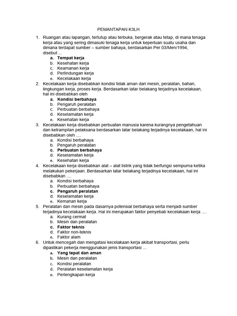 Soal-Soal K3LH | PDF