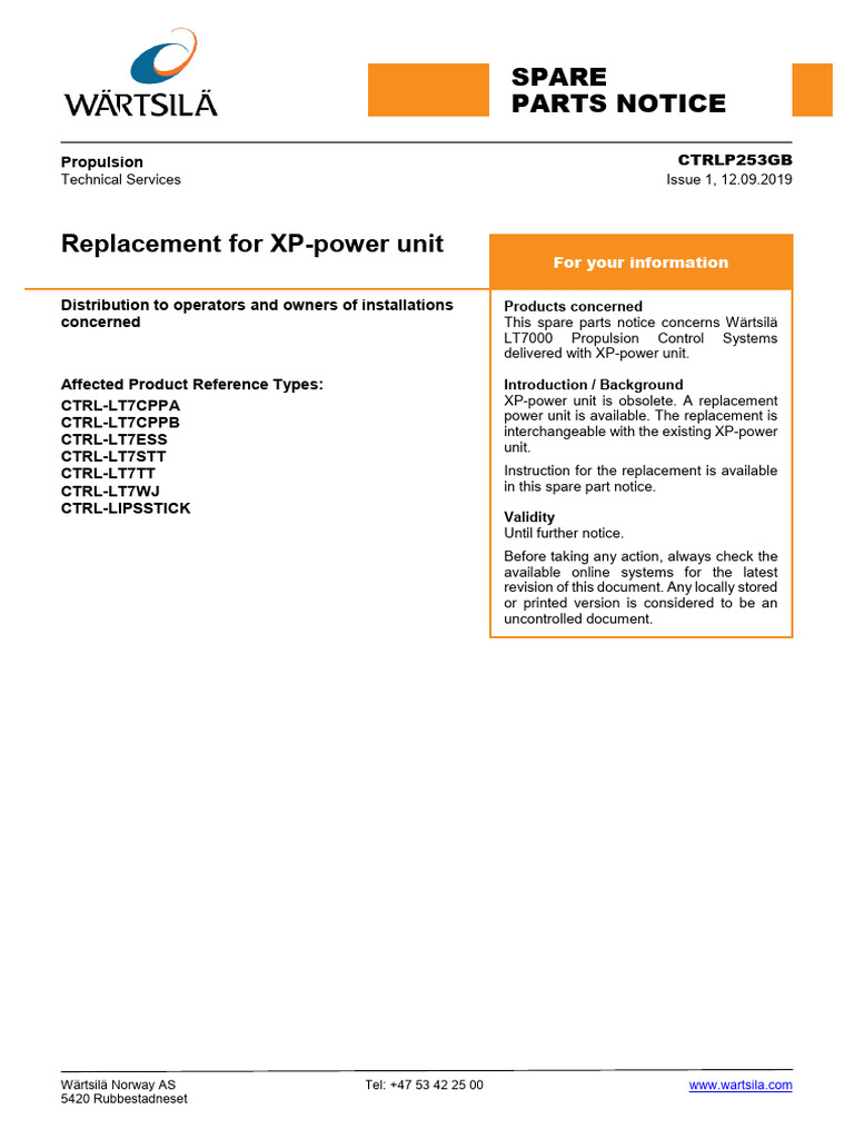 Wartsila XP Power Supply Unit Obsolete | PDF | Power Supply | Information