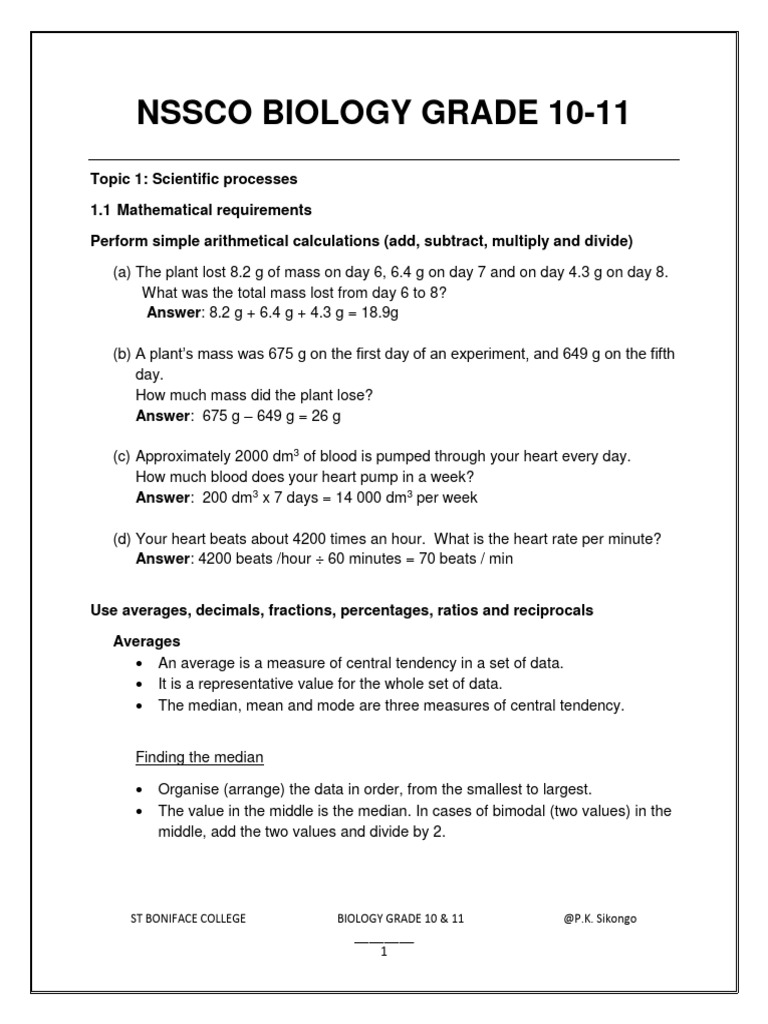 Nssco Biology Grade 10 - 094440 | PDF | Experiment | Chart
