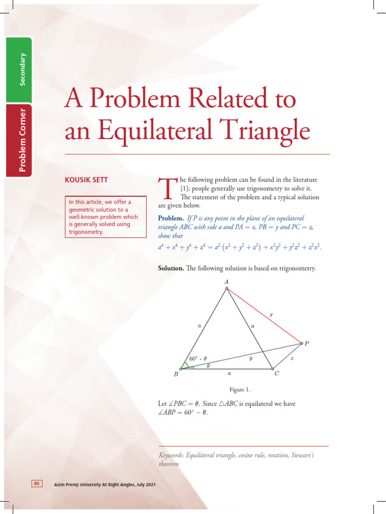 Equilateral Triangle Problem Solving | PDF | Triangle | Trigonometry