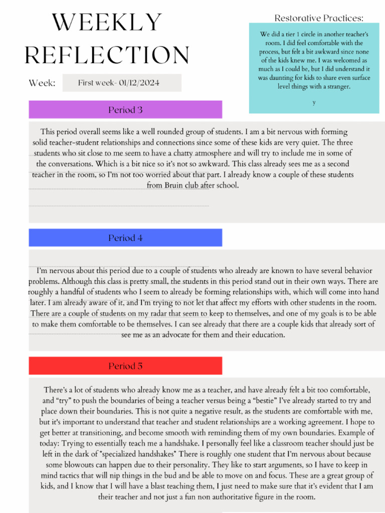 Weekly Reflection | PDF