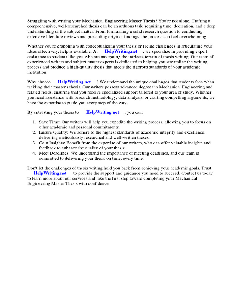 Mechanical Engineering Master Thesis PDF | PDF | Engineering | Mechanical Engineering