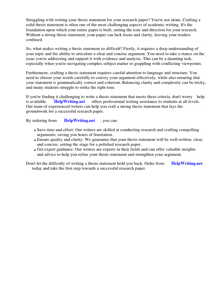 Writing Good Research Paper Thesis Statement | PDF