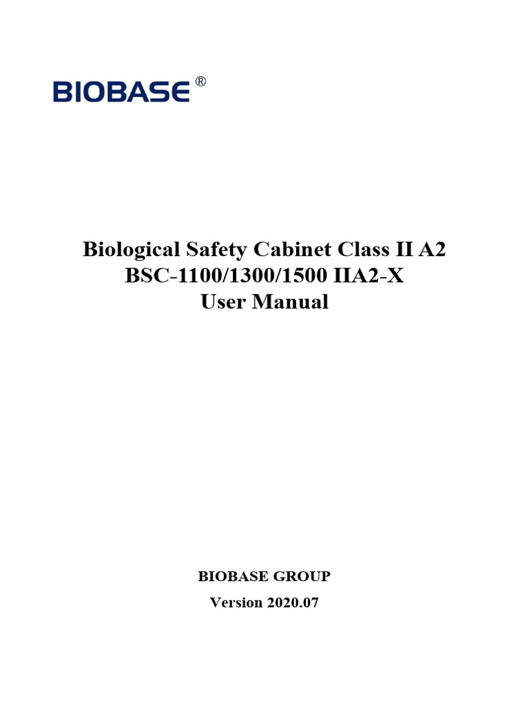 BIOBASE Biological Safety Cabinet ClassII A2 BSC-1100_1300_1500IIA2-X User Manual | PDF