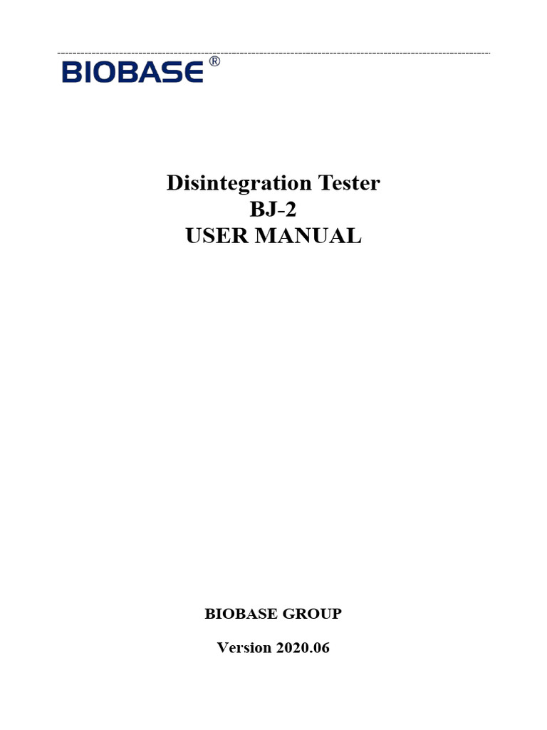 BIOBASE BK-BJ2 Disintegration Tester Manual-20210602 | PDF | Power ...