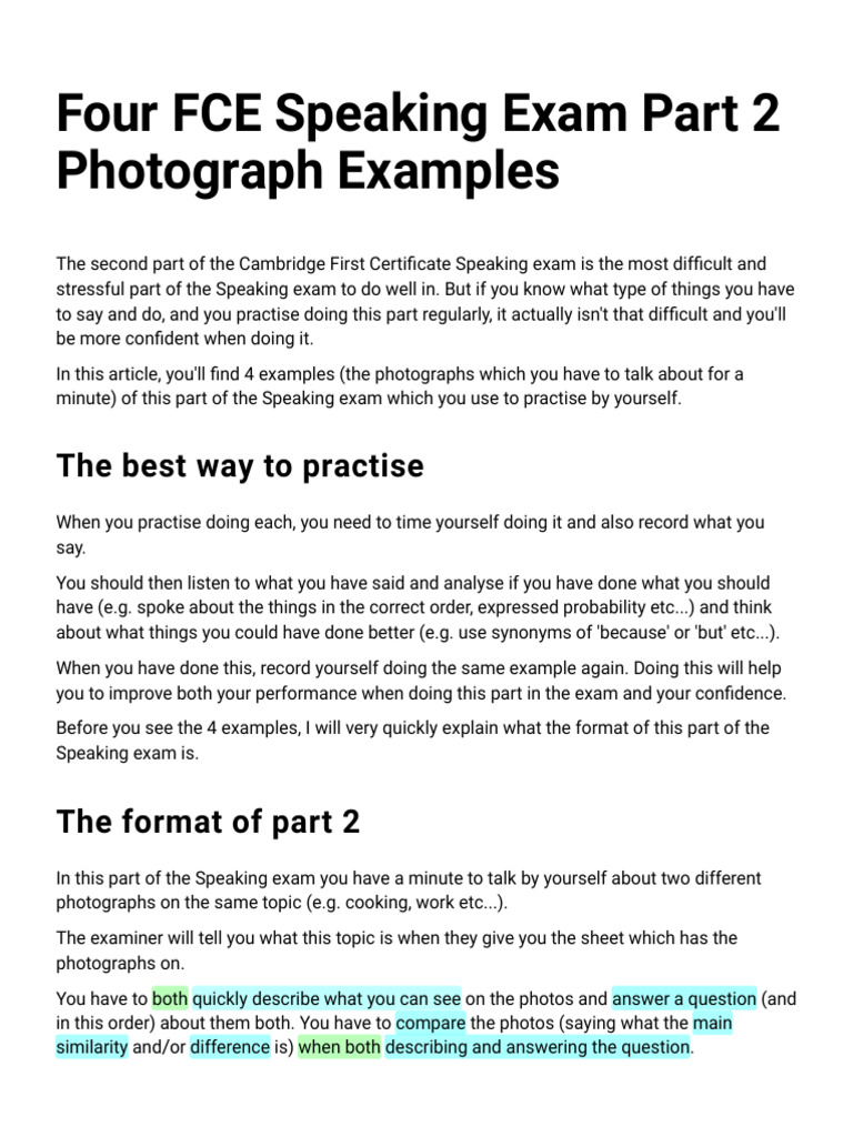 EDIT Four FCE Speaking Exam Part 2 Photograph Examples - Blair Exam ...