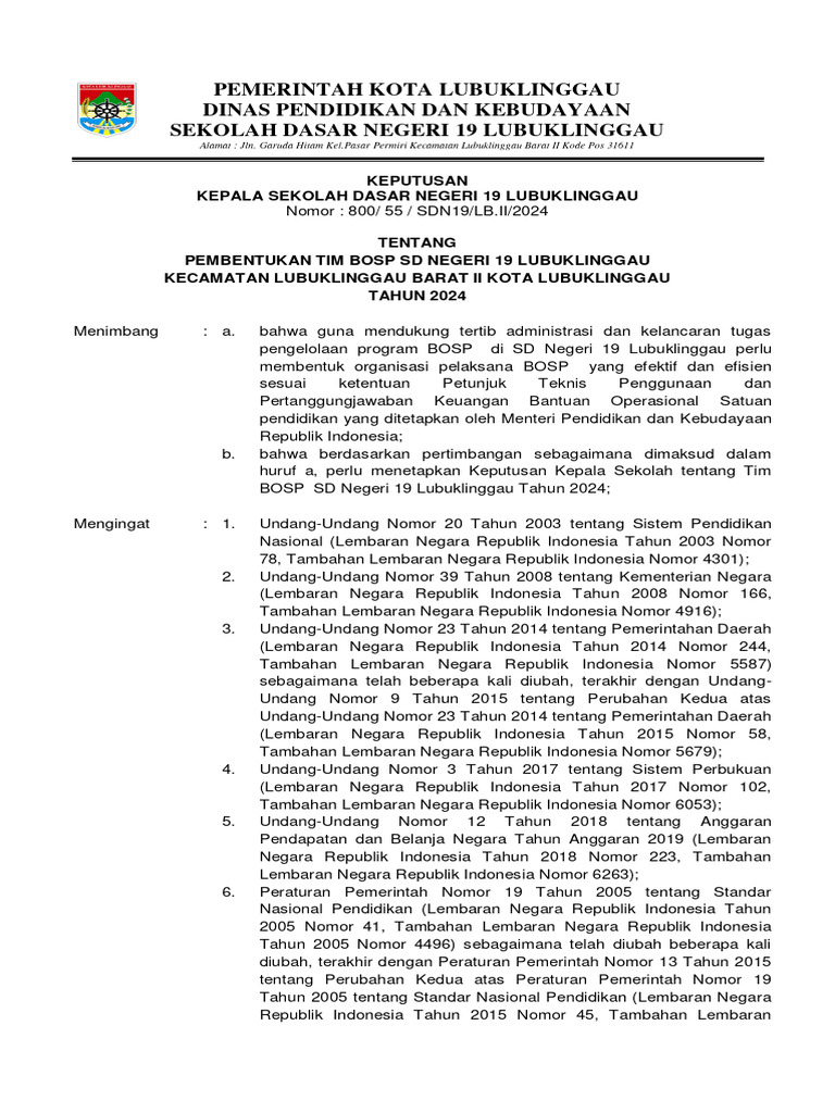 SK Tim Bos 2024 | PDF