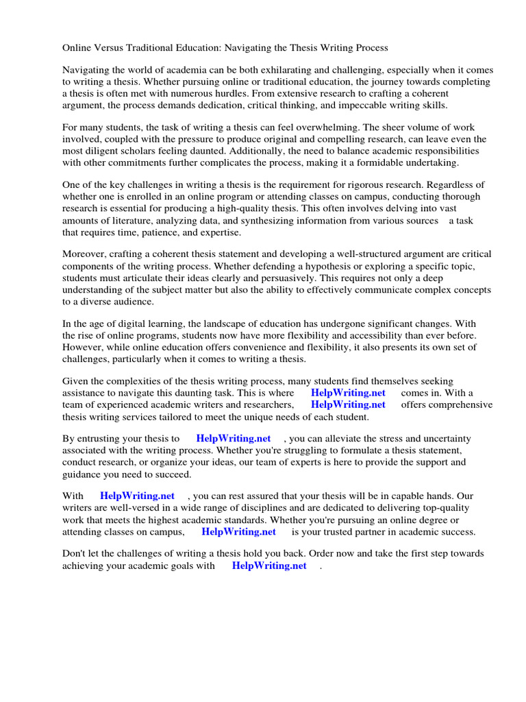 Online Versus Traditional Education Thesis Statement | PDF | Career ...