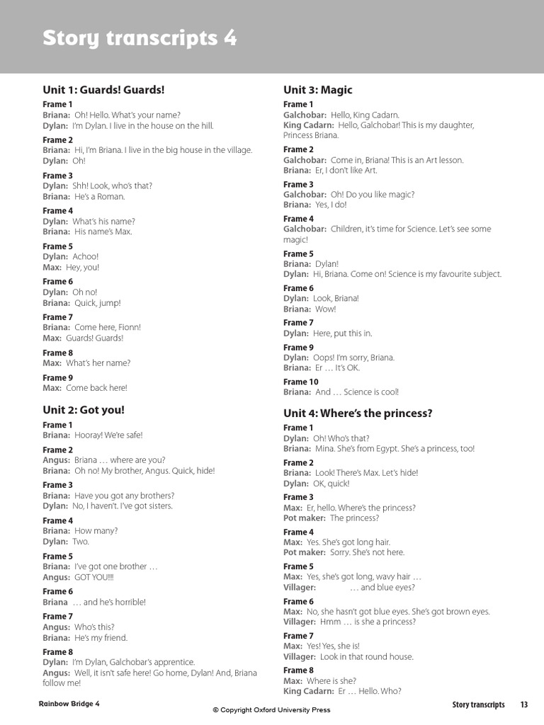 Rainbow Bridge 4 Story Transcripts | PDF