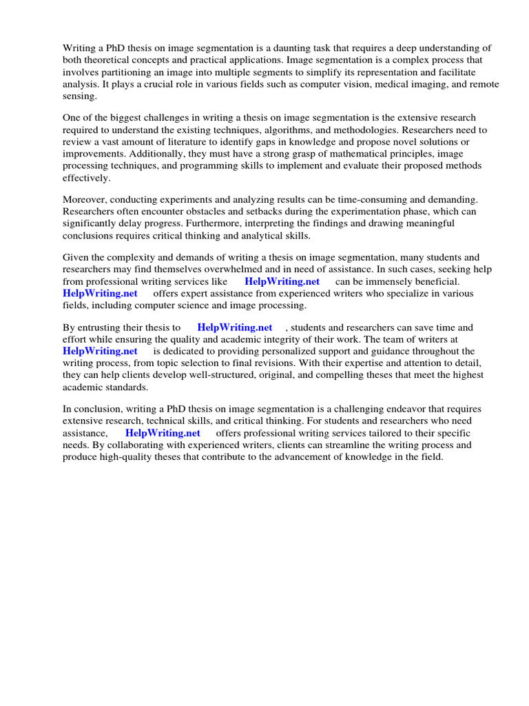 PHD Thesis On Image Segmentation | PDF
