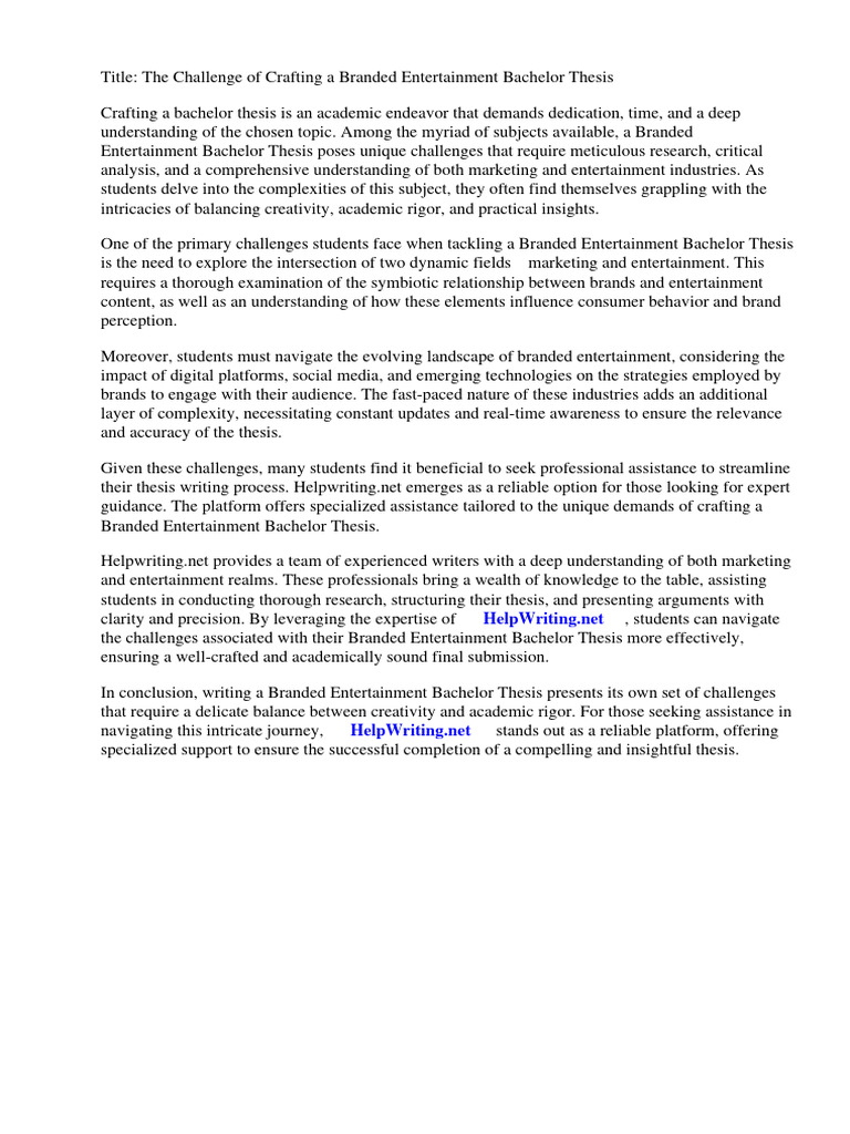 Branded Entertainment Bachelor Thesis | PDF | Advertising | Gsm
