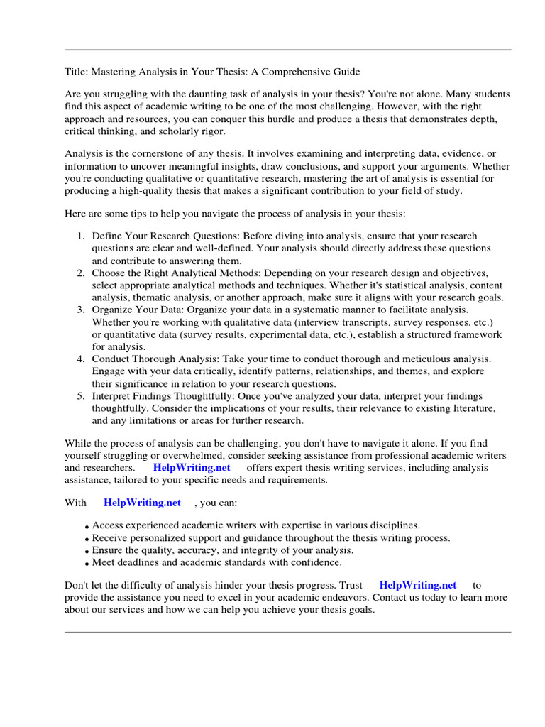 How To Do Analysis in Thesis | PDF | Analysis | Essays