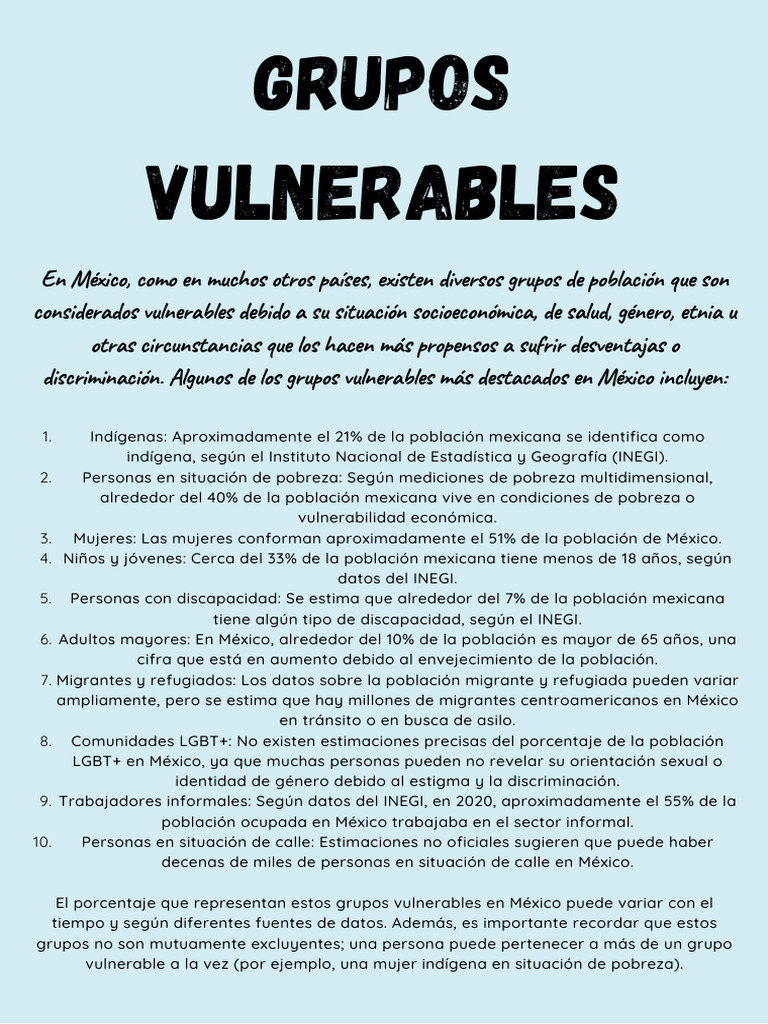 Grupos Vulnerables | PDF