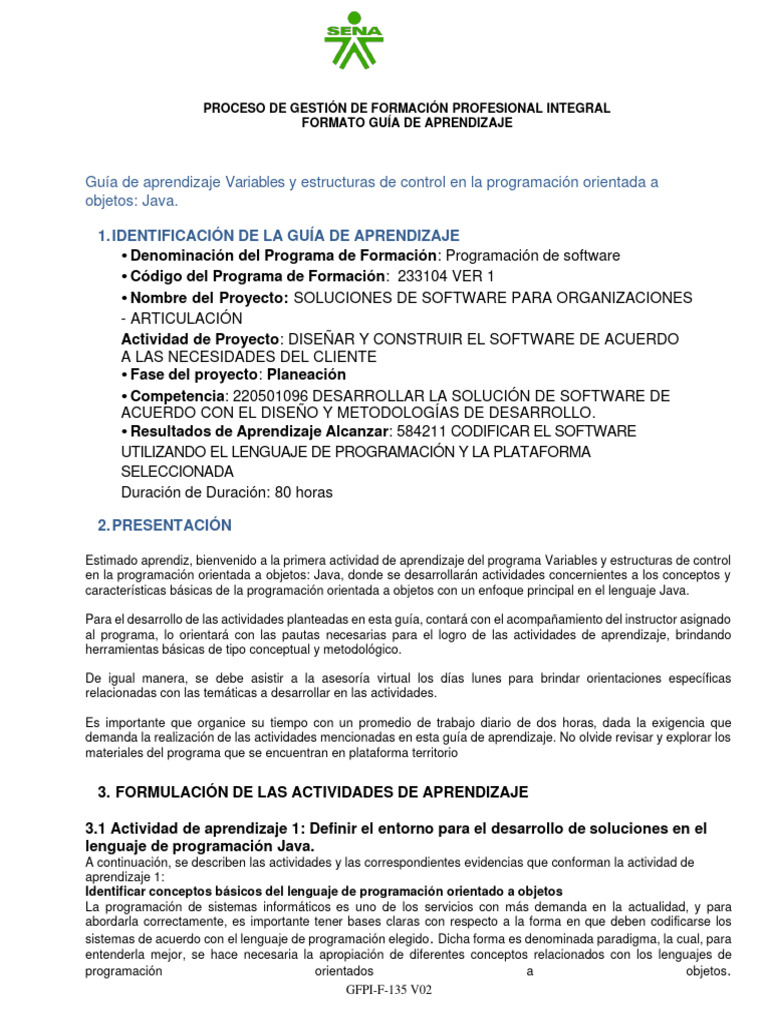 GT8 VARIABLES DE POO | PDF | Lenguaje de programación | Java (lenguaje ...