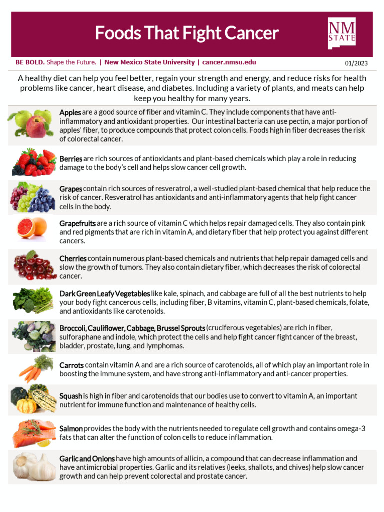 Foods That Fight Cancer | PDF | Diet & Nutrition | Dietary Fiber