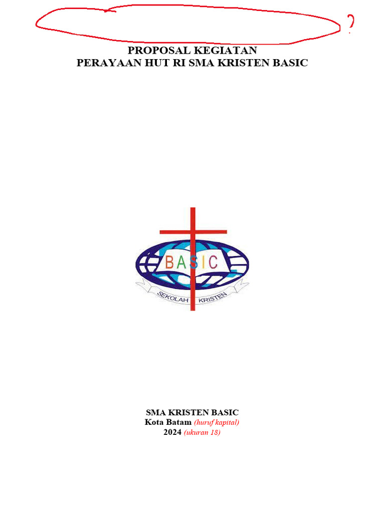 Proposal Perayaan HUT RI 2024 SMA Kristen Basic | PDF