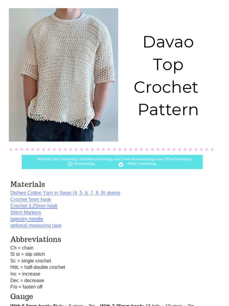 Davao Top Crochet Pattern Guide | PDF