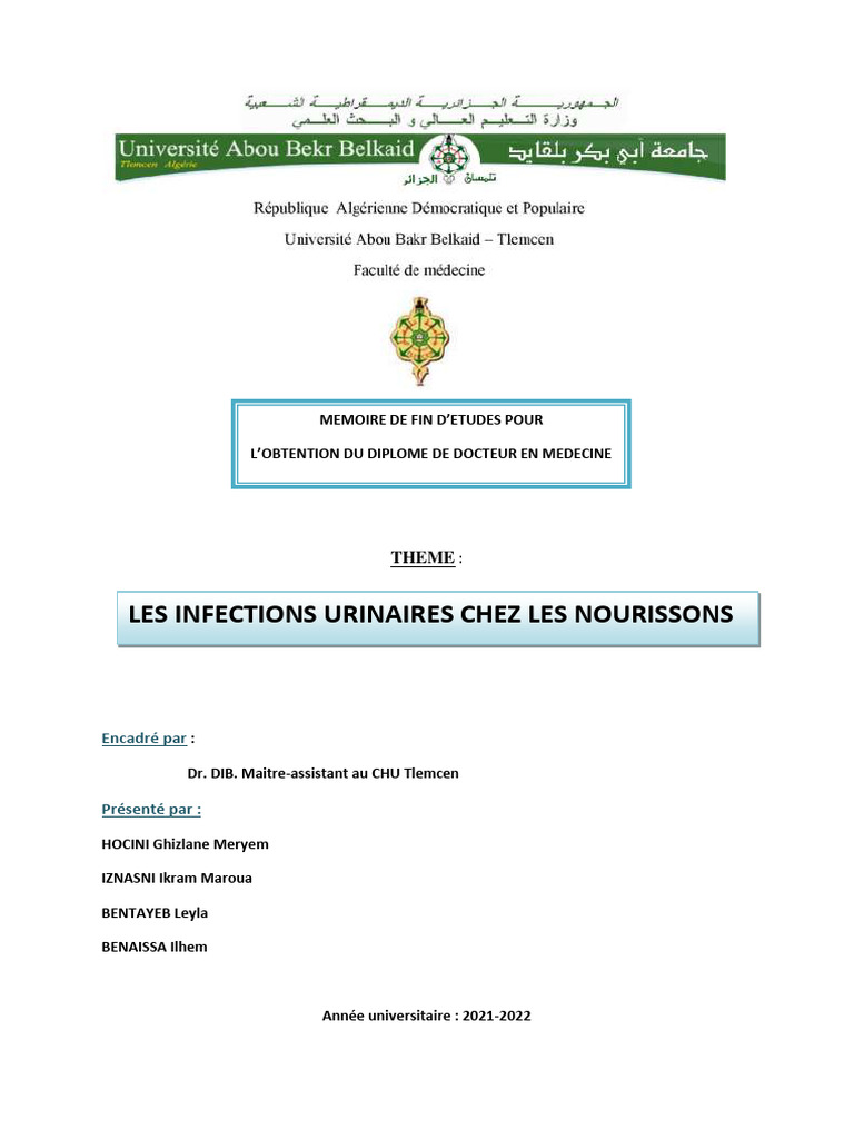Les Infections Urinaires Chez Les Nourissons | PDF | Urine | Infection ...