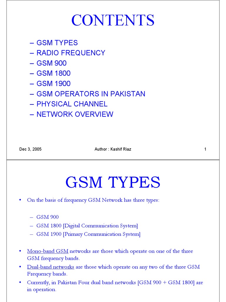GSM Types and Network Overview 2 Only | PDF | Radio Spectrum | Ultra ...