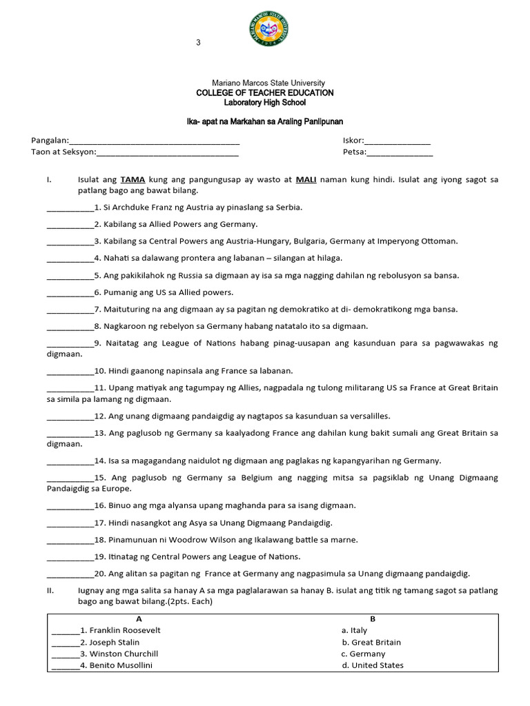 4th Grading Ap8at 9 | PDF