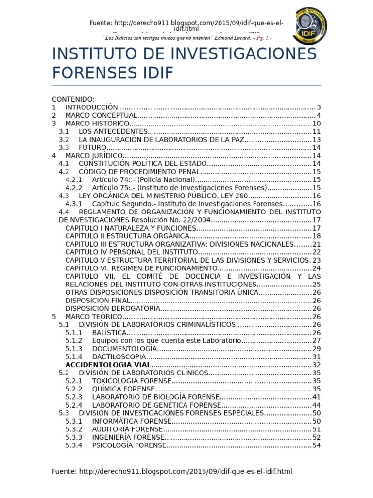 Instituto de Investigaciones Forenses Idif Bolivia | PDF