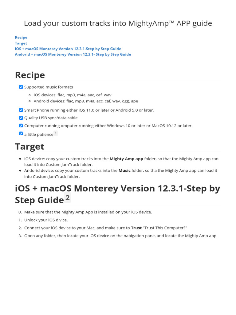 Load Your Custom Tracks Into MightyAmpAPP macOS | PDF | Ios | Android (Operating System)