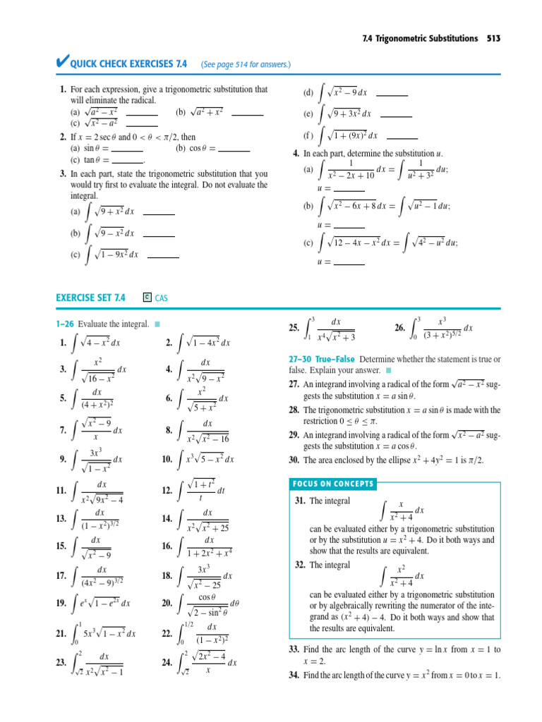 Trigonometric Substitutions Guide | PDF | Mathematical Analysis | Calculus