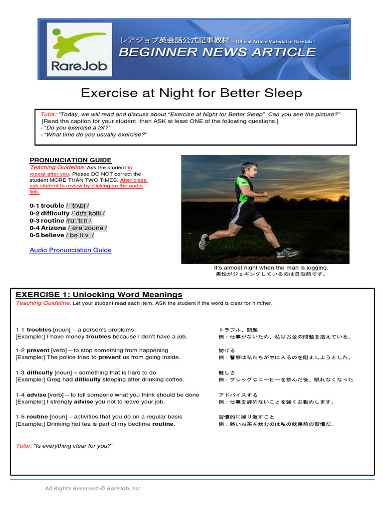 Exercise at Night For Better Sleep | PDF | Sleep