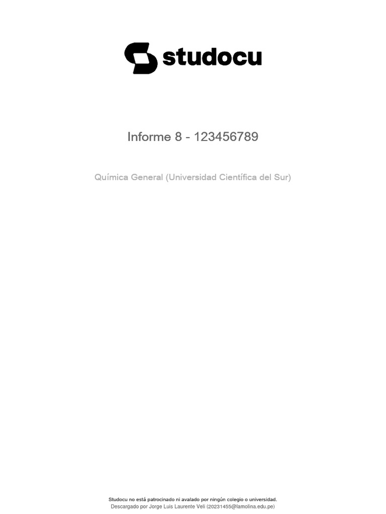 Informe 8 123456789 Test | PDF | Cinética química | Ingeniería Química