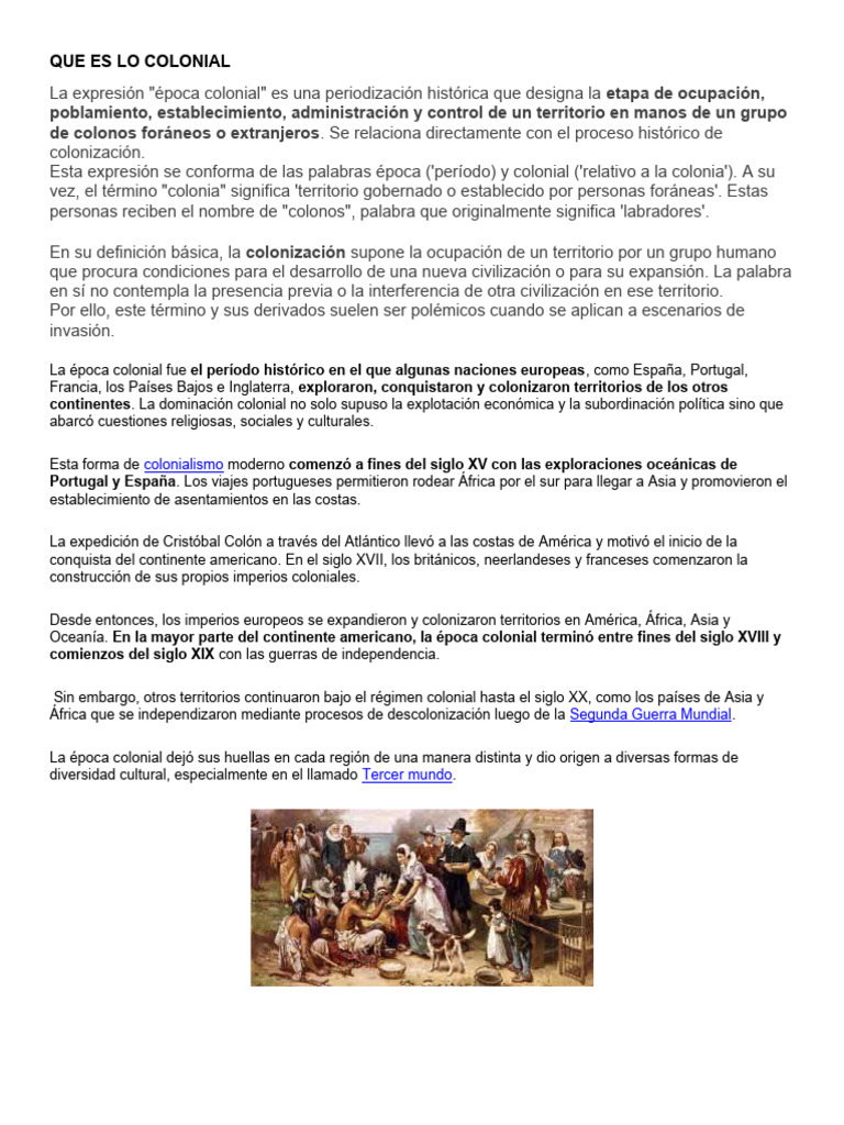 Que Es Lo Colonial | PDF