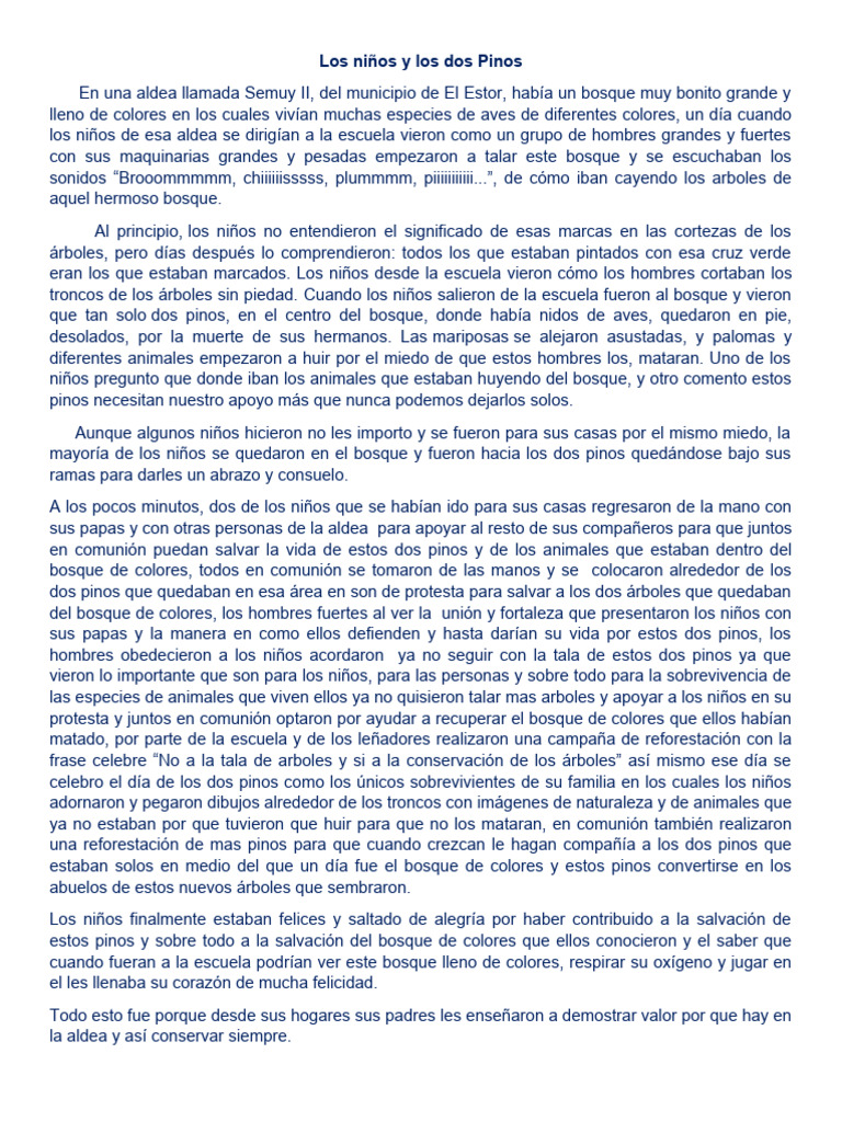 Cuento de Los Dos Pinos | PDF | Arboles