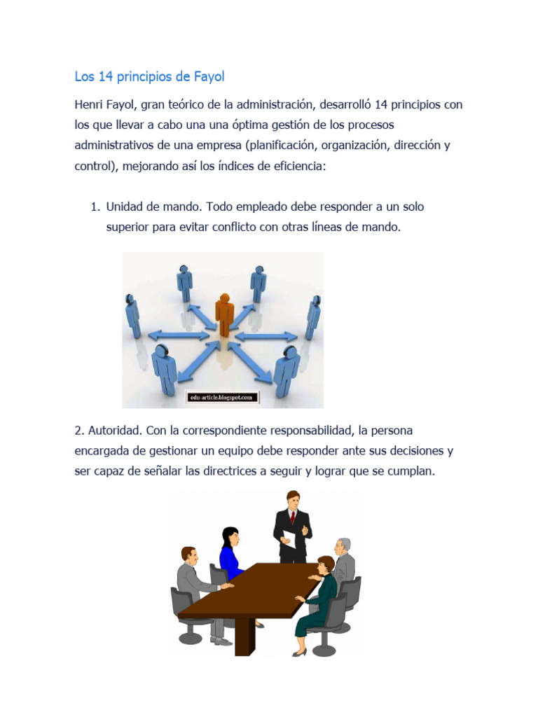 Los 14 Principios de Fayol | PDF