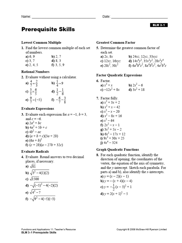 Mcf3m - Chapter 3 All | PDF | Quadratic Equation | Mathematics