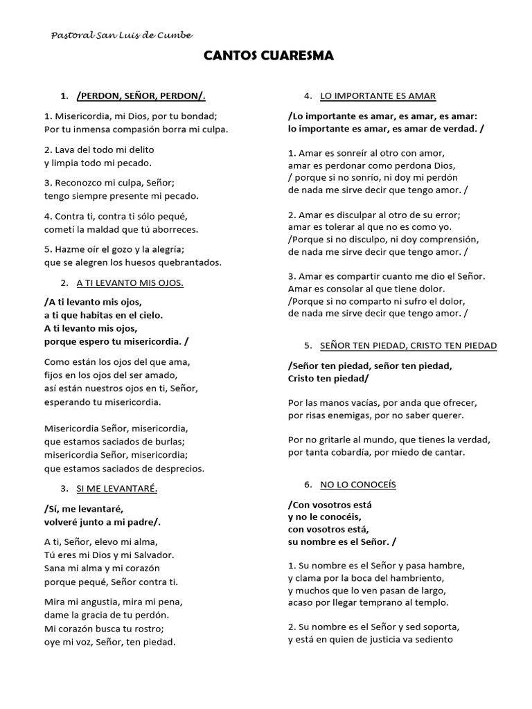 Cantos Cuaresma 2024 | PDF | Cristo (título) | Amor