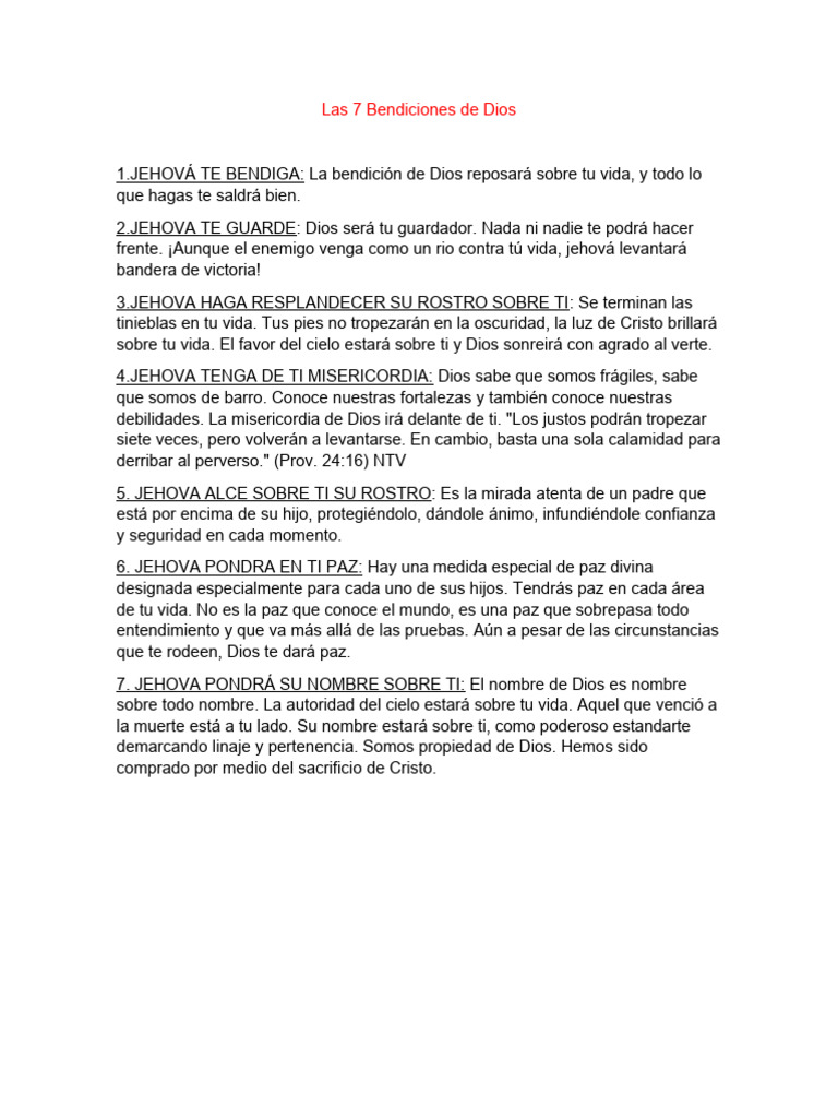 Las 7 Bendiciones de Dios | PDF