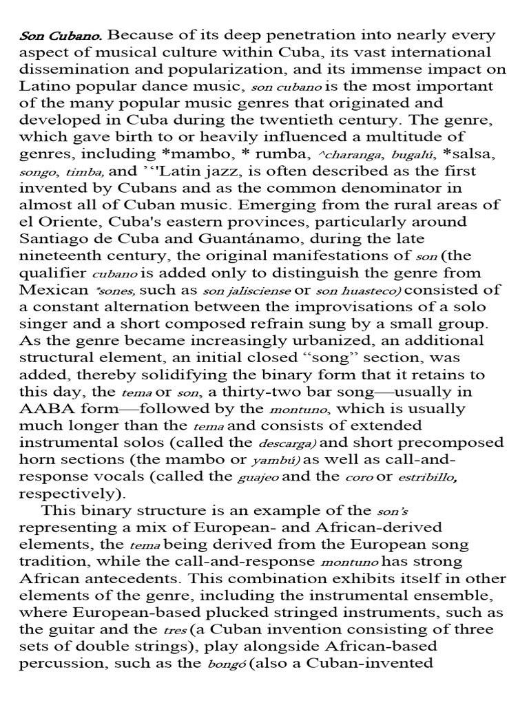 Son Cubano | PDF | Cuban Music | Latin American Music