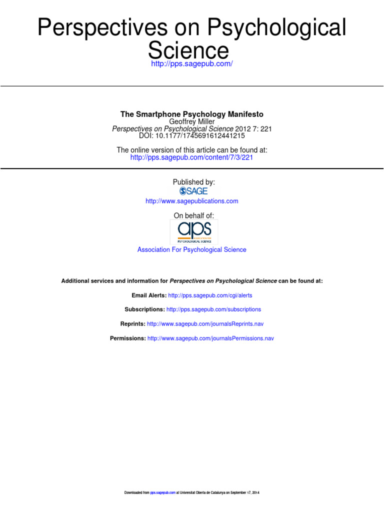Miller (2012) - The Smartphone Psychology Manifesto | PDF | Smartphone ...