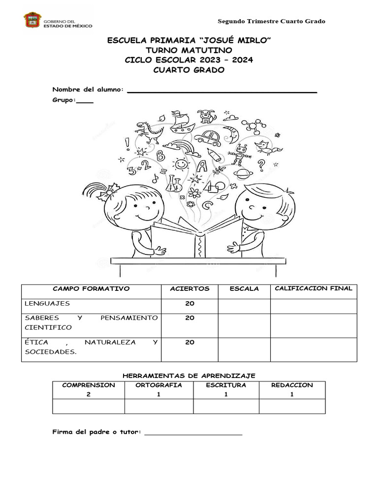 EXAMEN SEGUNDO TRIMESTRE CUARTO GRADO | PDF | Caperucita Roja