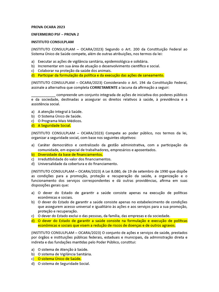 Prova Ocar | PDF
