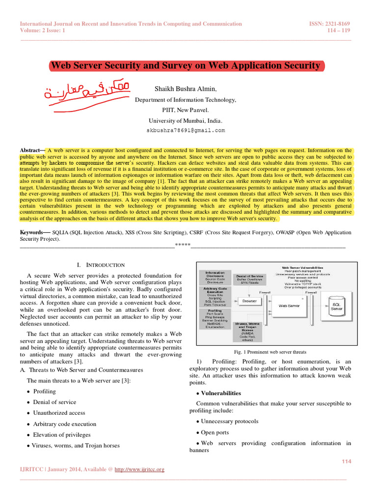 Web Server Security and Survey On Web Application Security | PDF | Http Cookie | World Wide Web