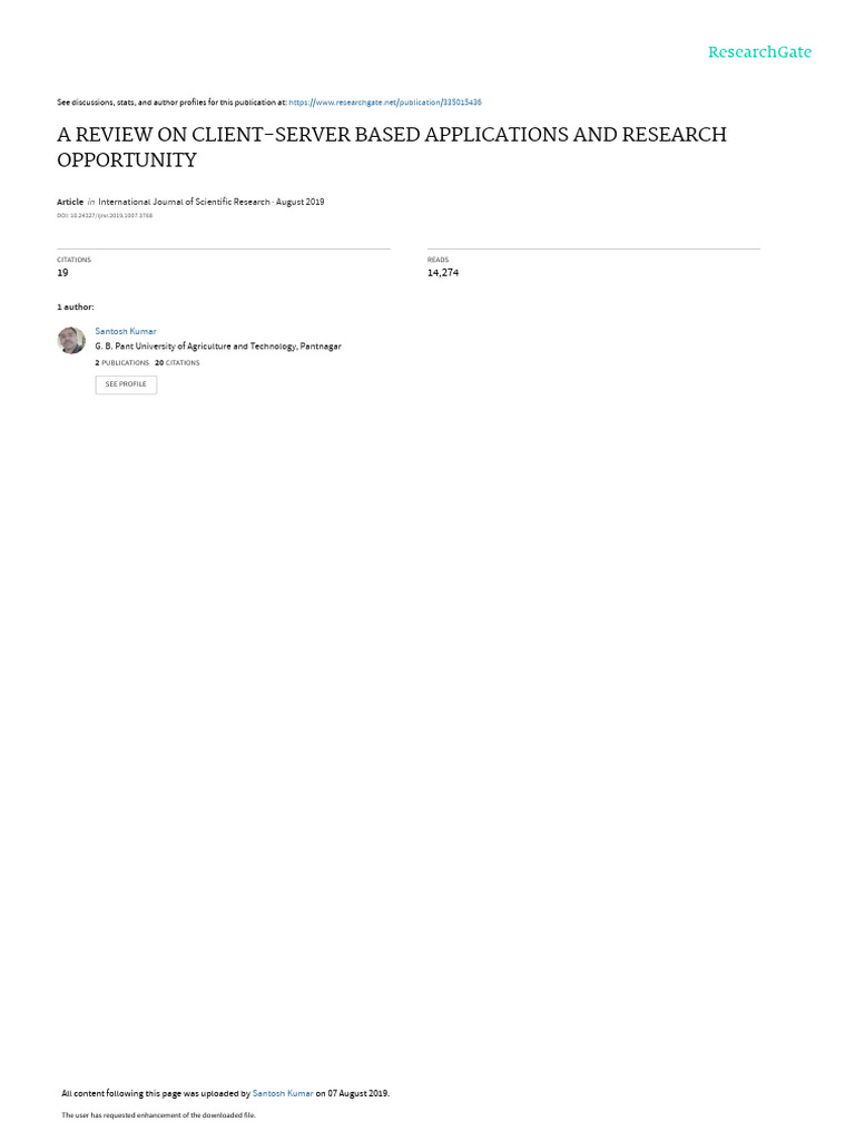A Review On Client-Server Based Applications and Research Opportunity ... A Review On Client-Server Based Applications and Research Opportunity ...
