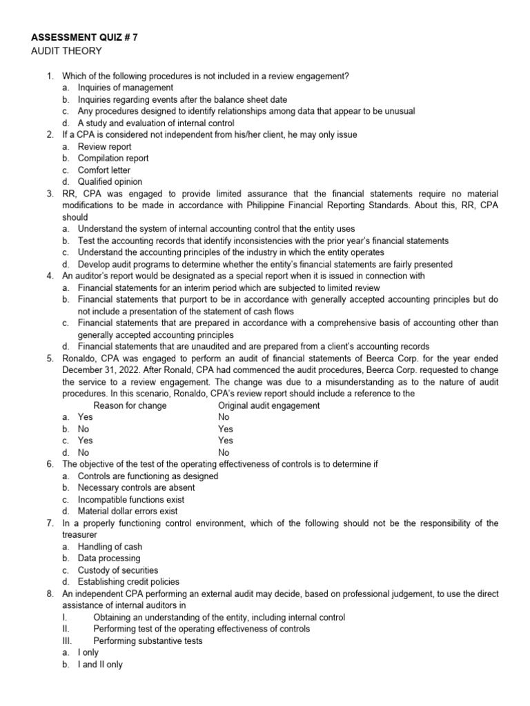 Assessment Quiz 7 (Icare) | PDF