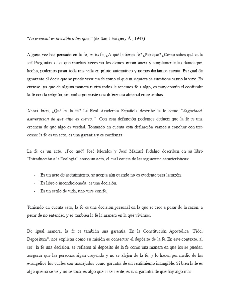 "Lo Esencial Es Invisible A Los Ojos | PDF