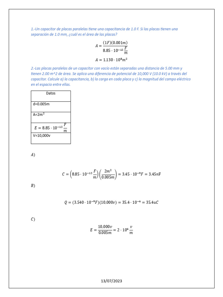 Tarea de Fisica 3 | PDF | Condensador | Dieléctrico