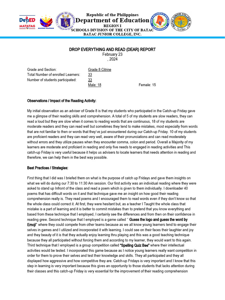 Dear 2024 | PDF | Reading Comprehension | Learning