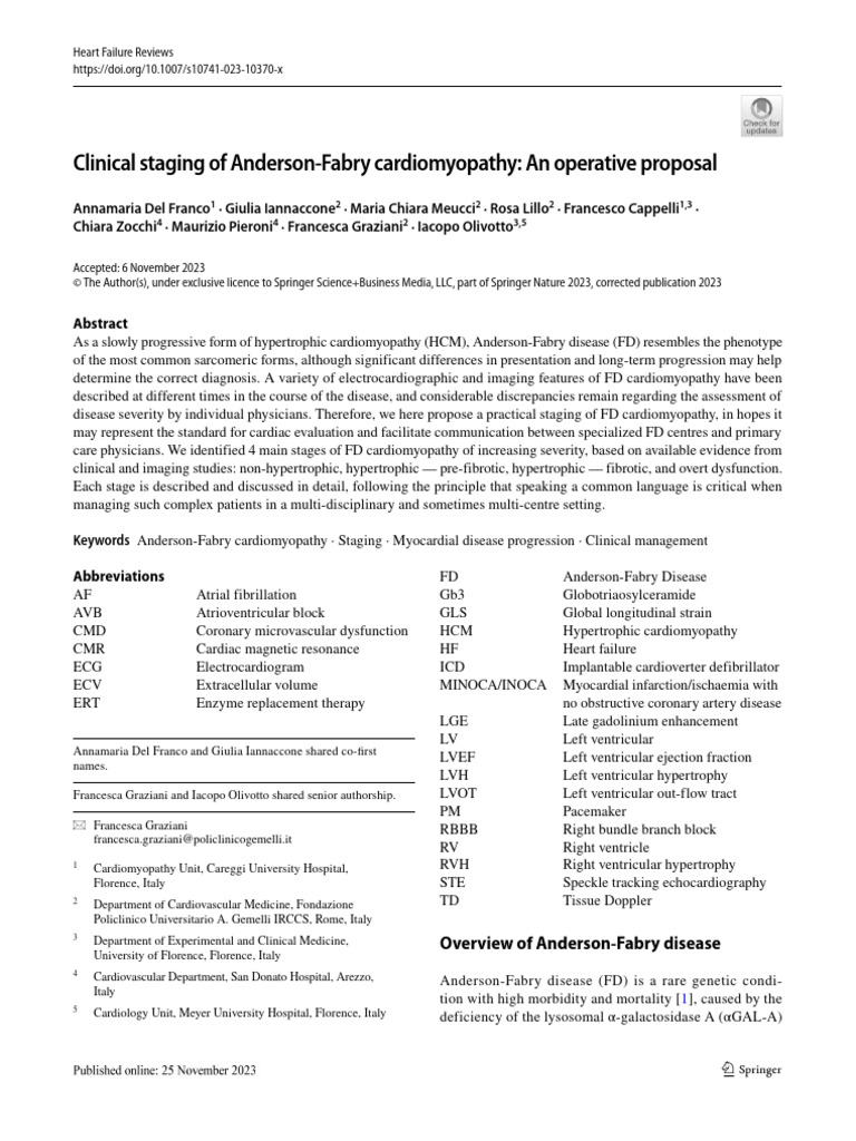 Clinical Staging of Anderson-Fabry Cardiomyopathy | PDF | Myocardial ...