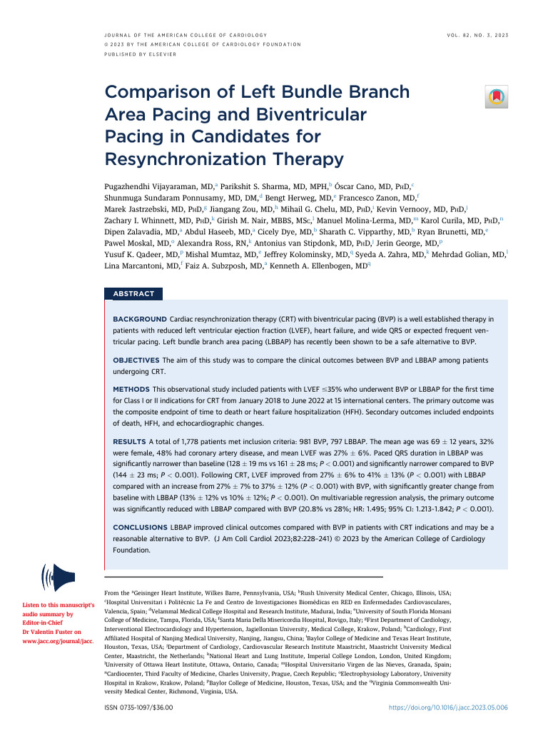 Comparison of Left Bundle Branch Area Pacing and Biventricular | PDF ...