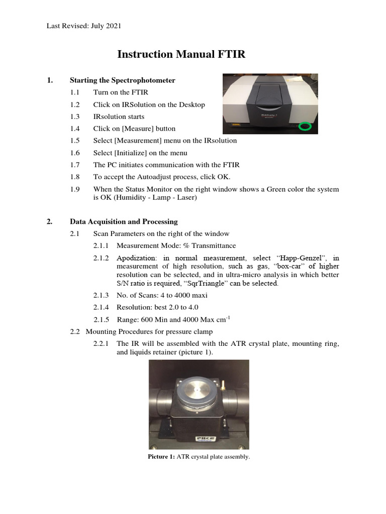 FTIR Manual | PDF | Computer File | Diamond