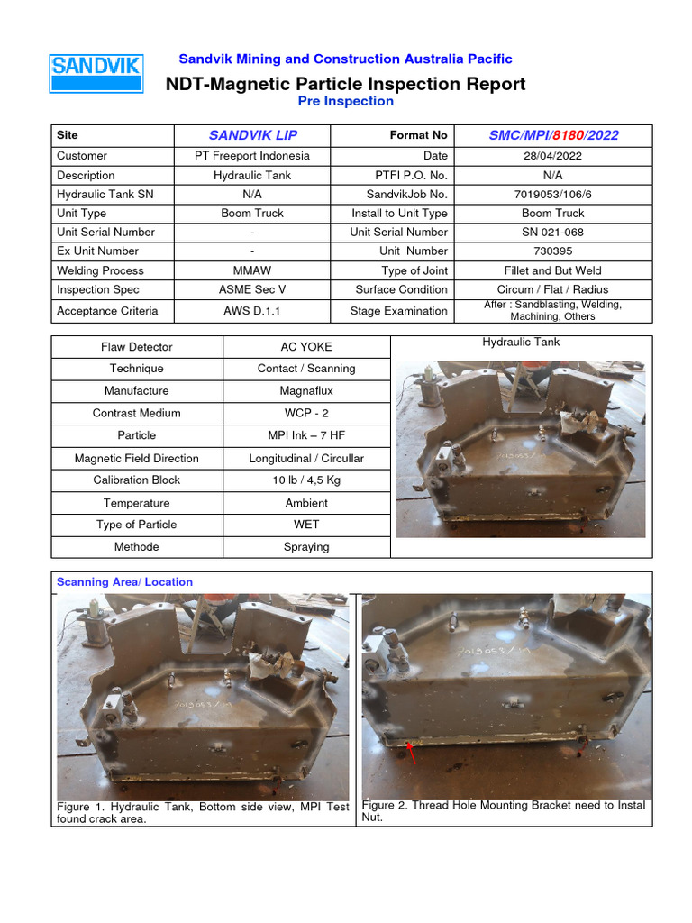 106.8180.MPI - Pre.Unit.730395.Hydraulic Tank | PDF | Nondestructive ...